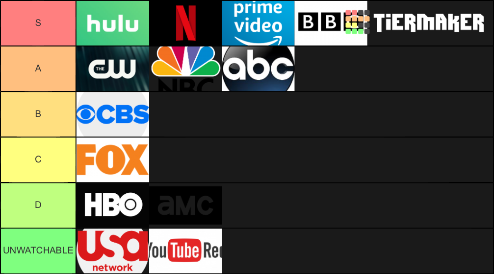 TV Networks Tier List (Community Rankings) - TierMaker