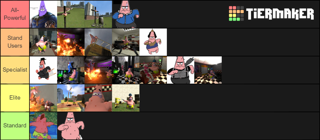 Types of Patrick Tier List (Community Rankings) - TierMaker