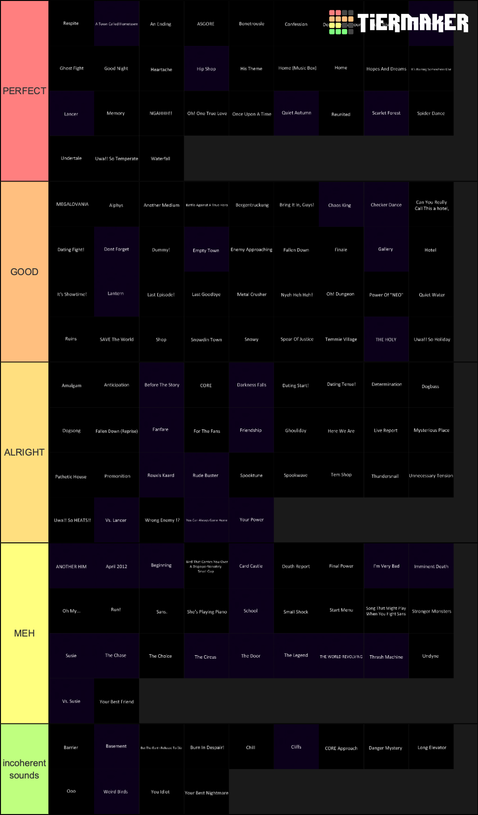 Undertale/Deltarune Music Tier List (Community Rankings) - TierMaker