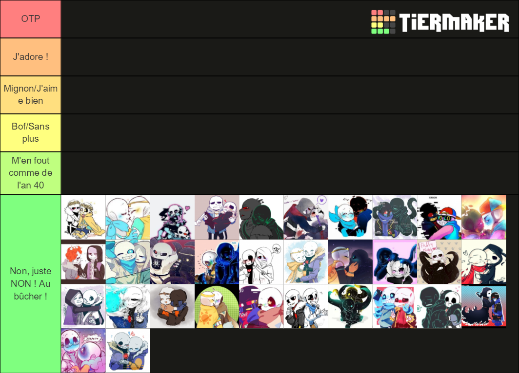 Undertale Sanscest ship Tier List (Community Rankings) - TierMaker