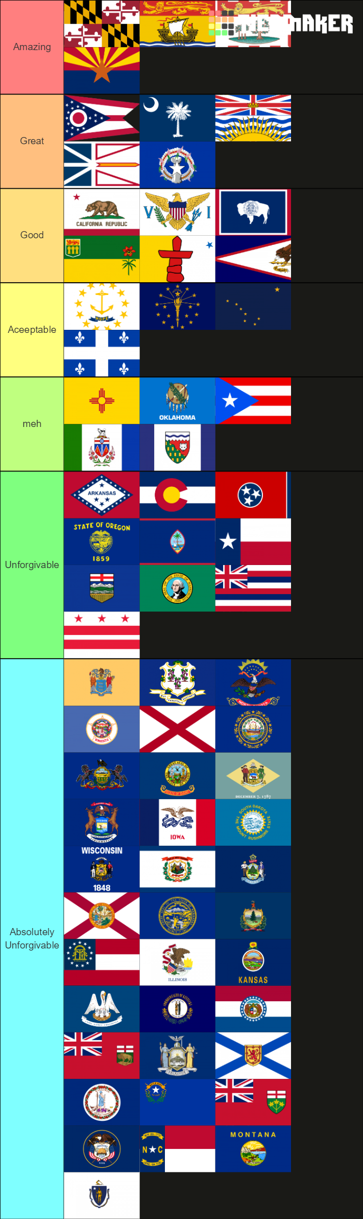 US & Canadian Subnational Flags Tier List (Community Rankings) - TierMaker