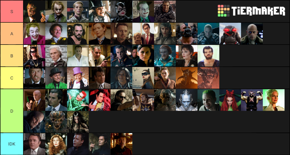 Villains from DC movies Tier List (Community Rankings) - TierMaker