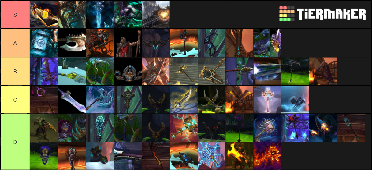 Weapons in World of Warcraft Tier List (Community Rankings) - TierMaker