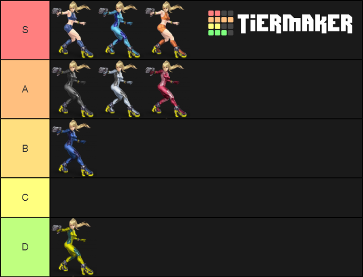 Zero Suit Samus Costumescolorsalts Tier List Community Rankings Tiermaker