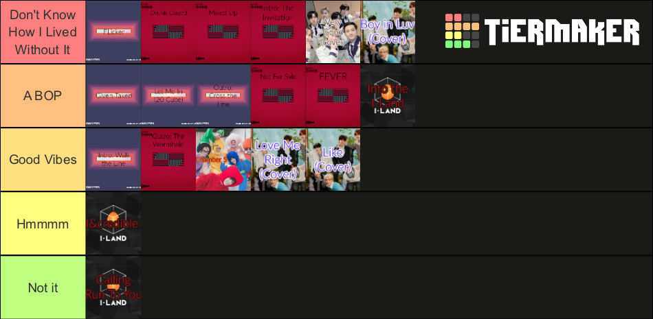 All ENHYPEN songs (April 2021) Tier List (Community Rankings) - TierMaker