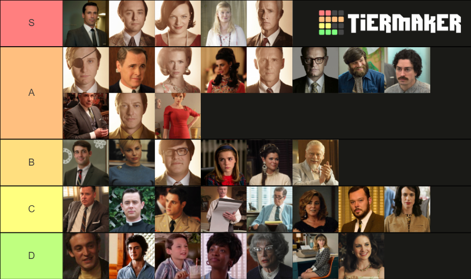 Mad Men Characters Tier List (Community Rankings) - TierMaker