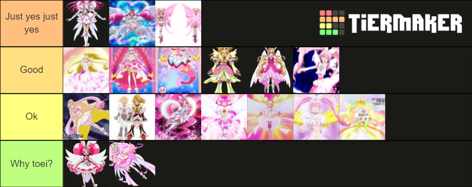 Pink precure movie forms Tier List (Community Rankings) - TierMaker