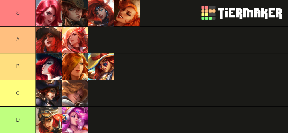 Miss Fortune Skins Tier List (Community Rankings) - TierMaker