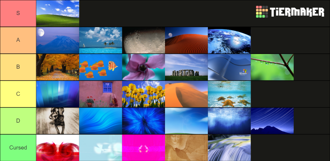 Windows XP Wallpapers Tier List (Community Rankings) - TierMaker