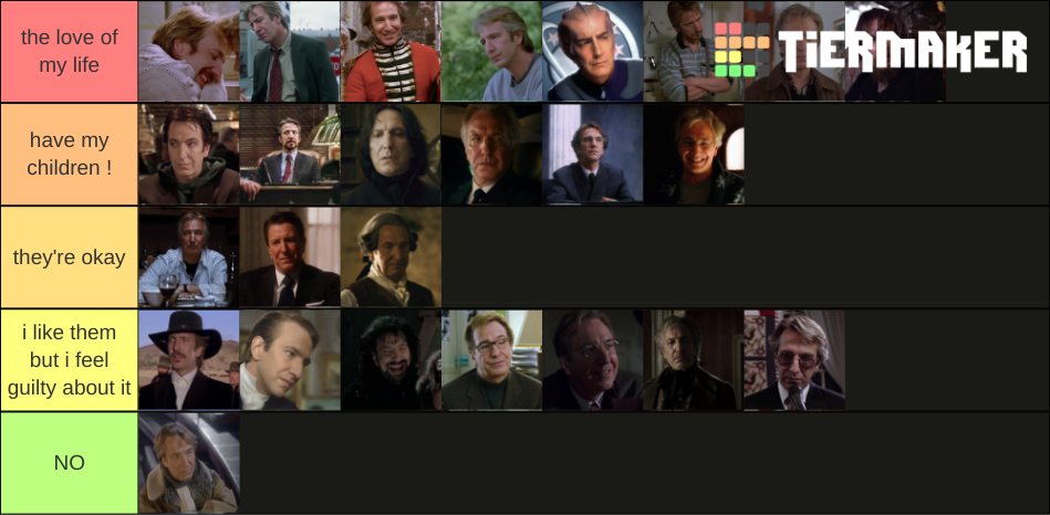 Alan Rickman Characters Tier List (Community Rankings) - TierMaker