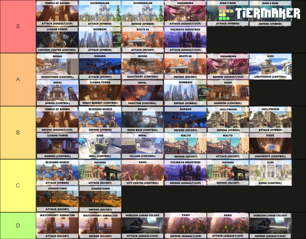 Overwatch maps (detailed) Tier List (Community Rankings) - TierMaker
