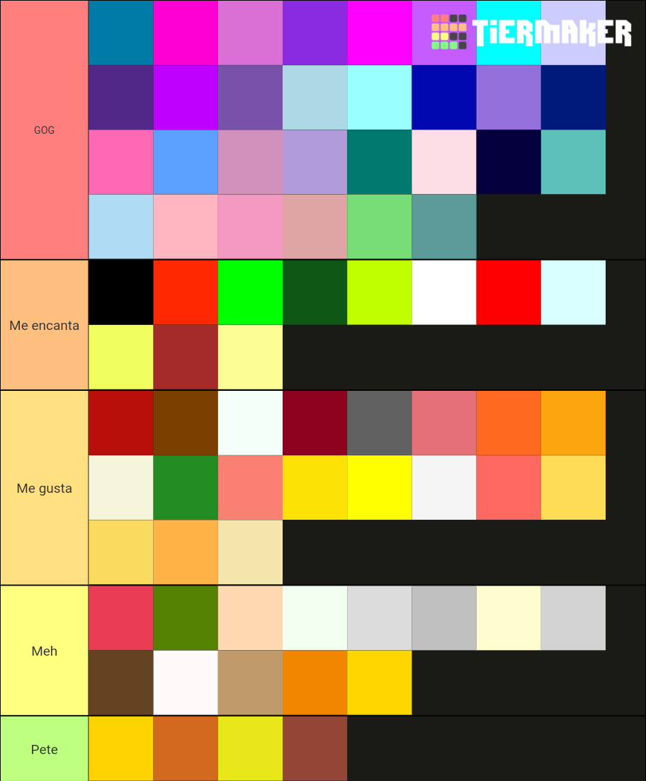 colours Tier List (Community Rankings) - TierMaker