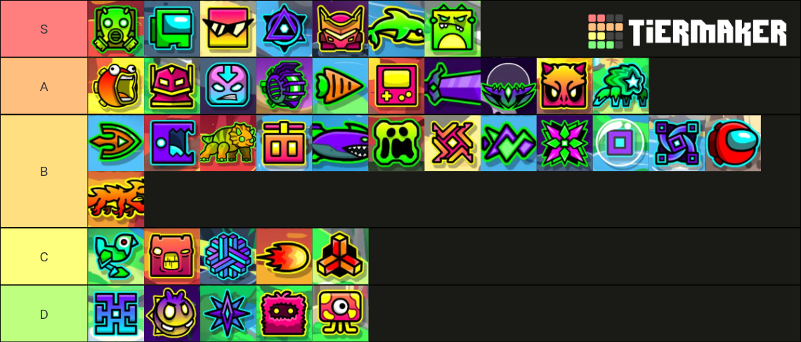 Geometry Dash 2.2 new icons from Icon Contest Tier List (Community ...