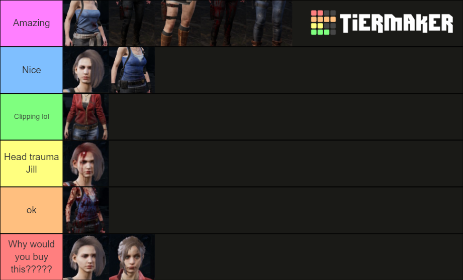 DBD Jill Cosmetics Tier List (Community Rankings) - TierMaker