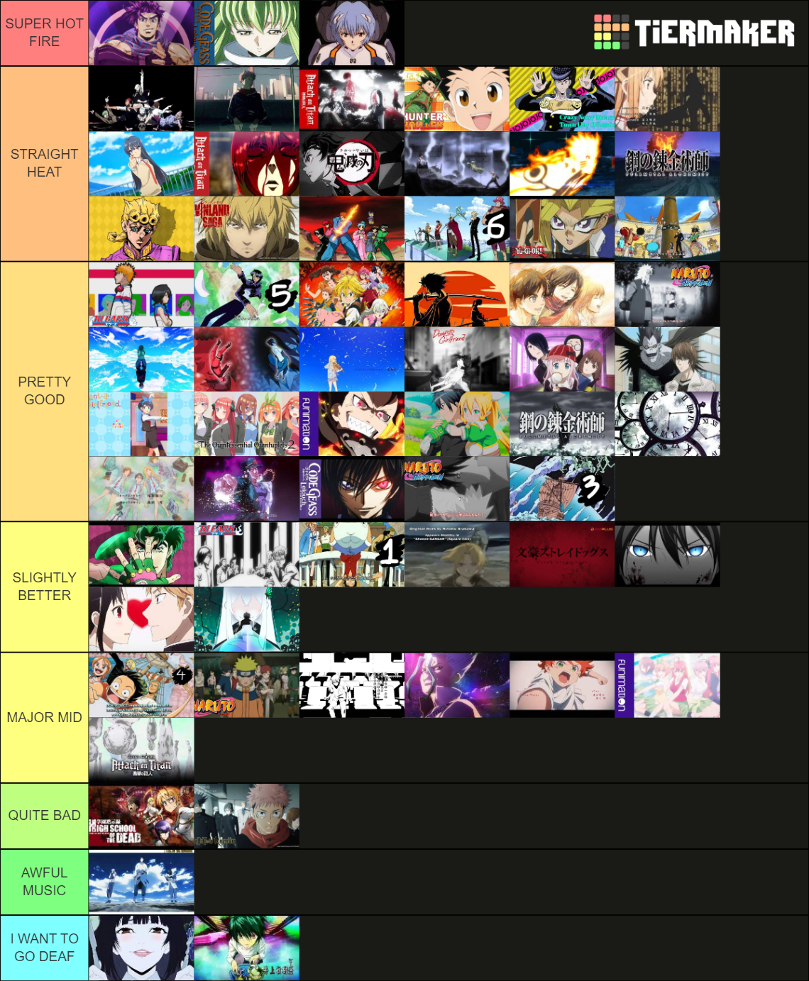 LIT ANIME OPENINGS? Tier List (Community Rankings) - TierMaker