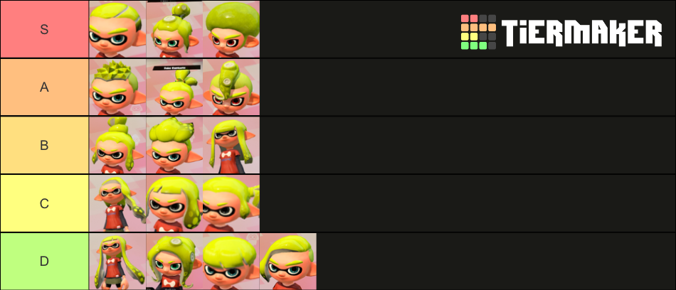 Splatoon 2 Hairstyle Tier List (Community Rankings) - TierMaker