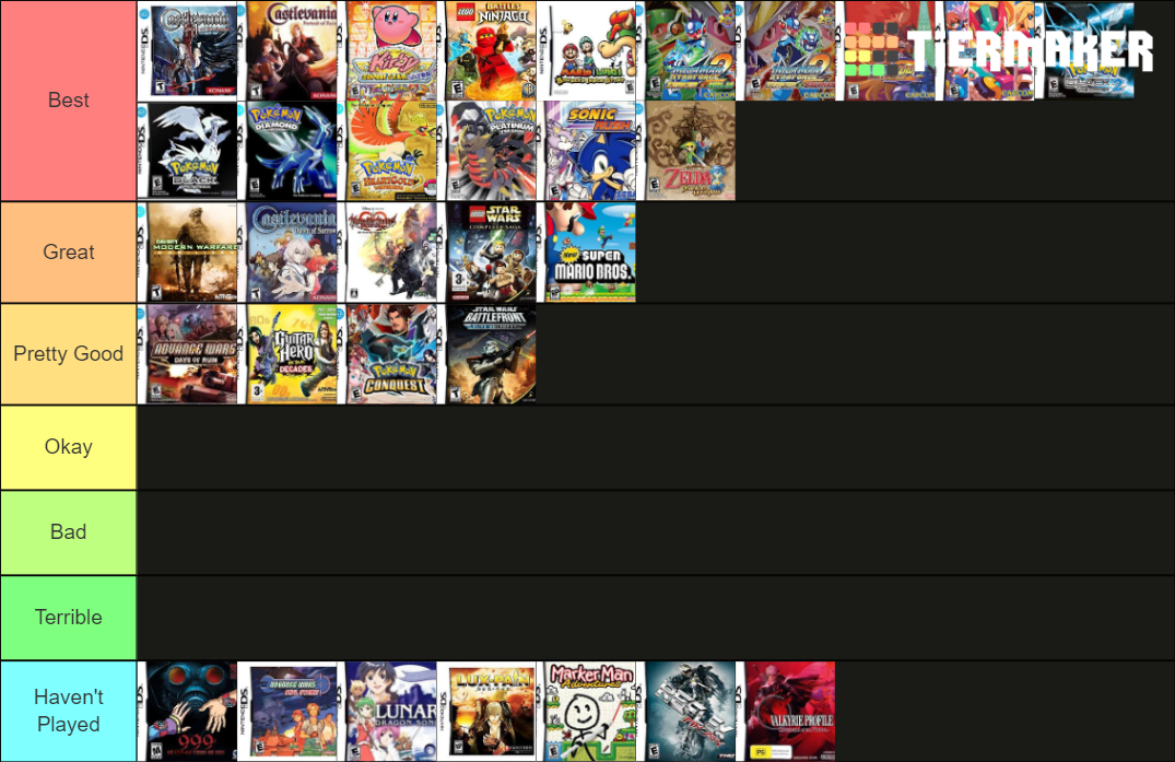 Nintendo DS Games Tier List (Community Rankings) - TierMaker