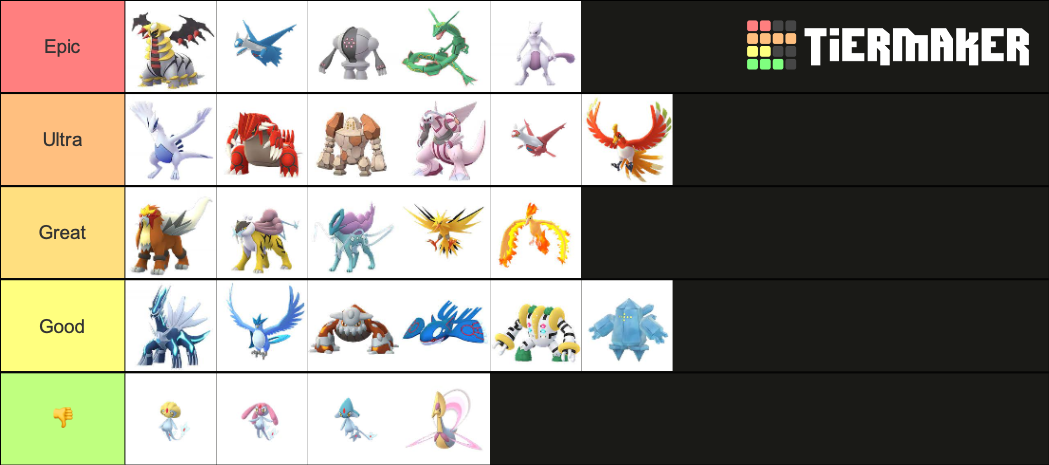 Legendary Pokemon (Gen 1-4) Tier List (Community Rankings) - TierMaker