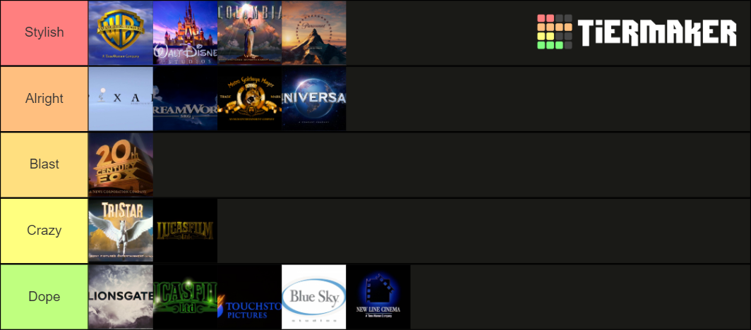 Movie studio logos Tier List (Community Rankings) - TierMaker