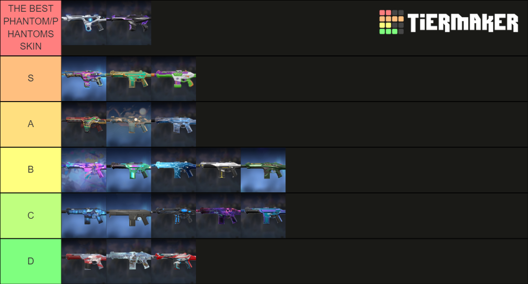 VALORANT PHANTOM SKINS MAY 2021 Tier List (Community Rankings) - TierMaker
