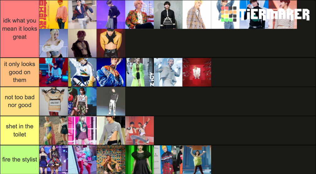 Ugly Kpop Outfits Tier List (Community Rankings) - TierMaker