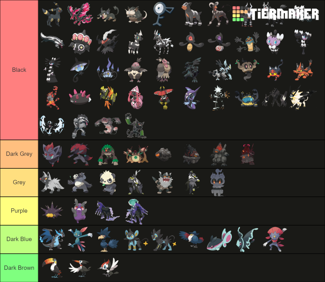 Every Black Pokemon Tier List (Community Rankings) - TierMaker