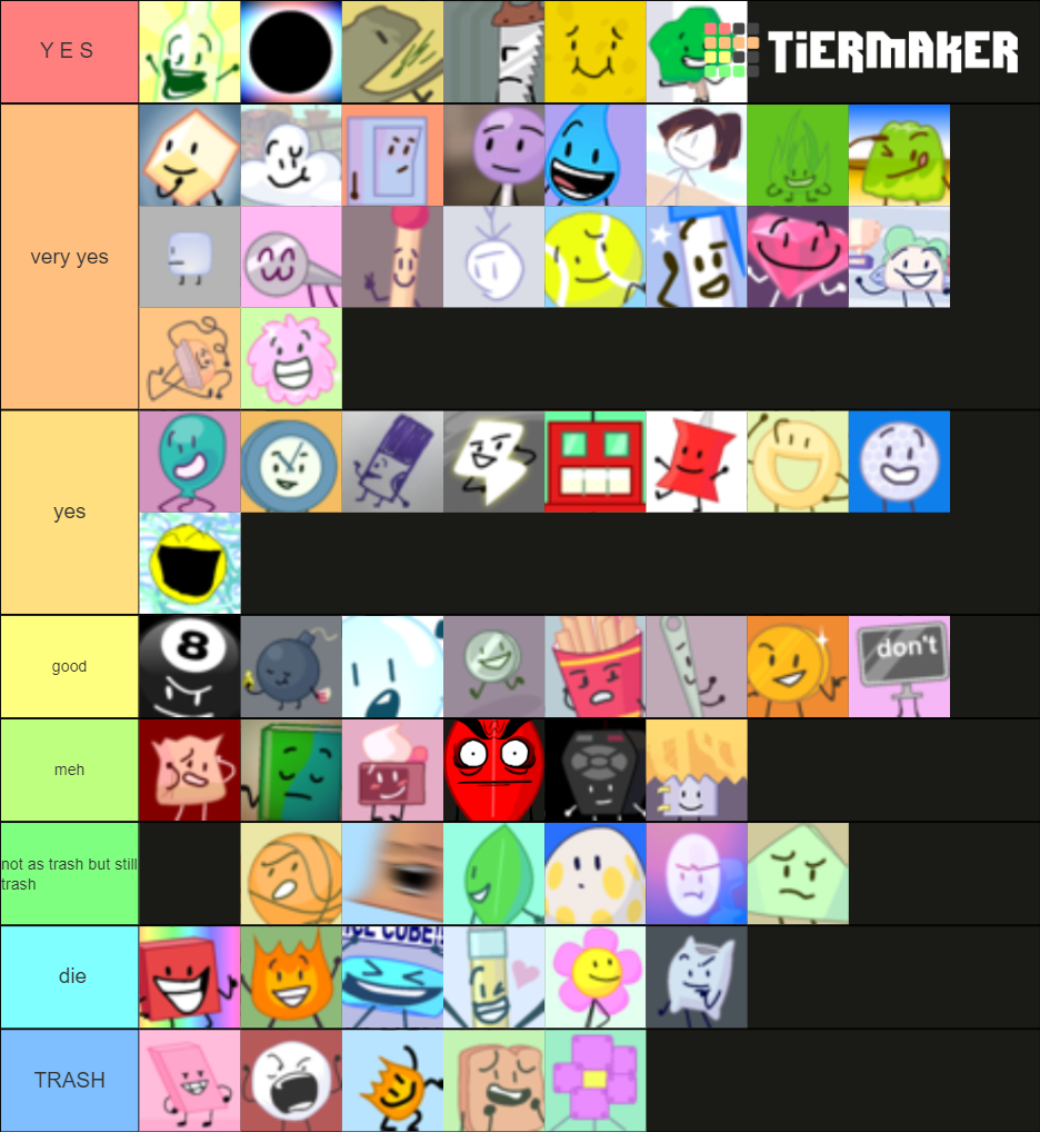 BFDI Characters Tier List (Community Rankings) - TierMaker