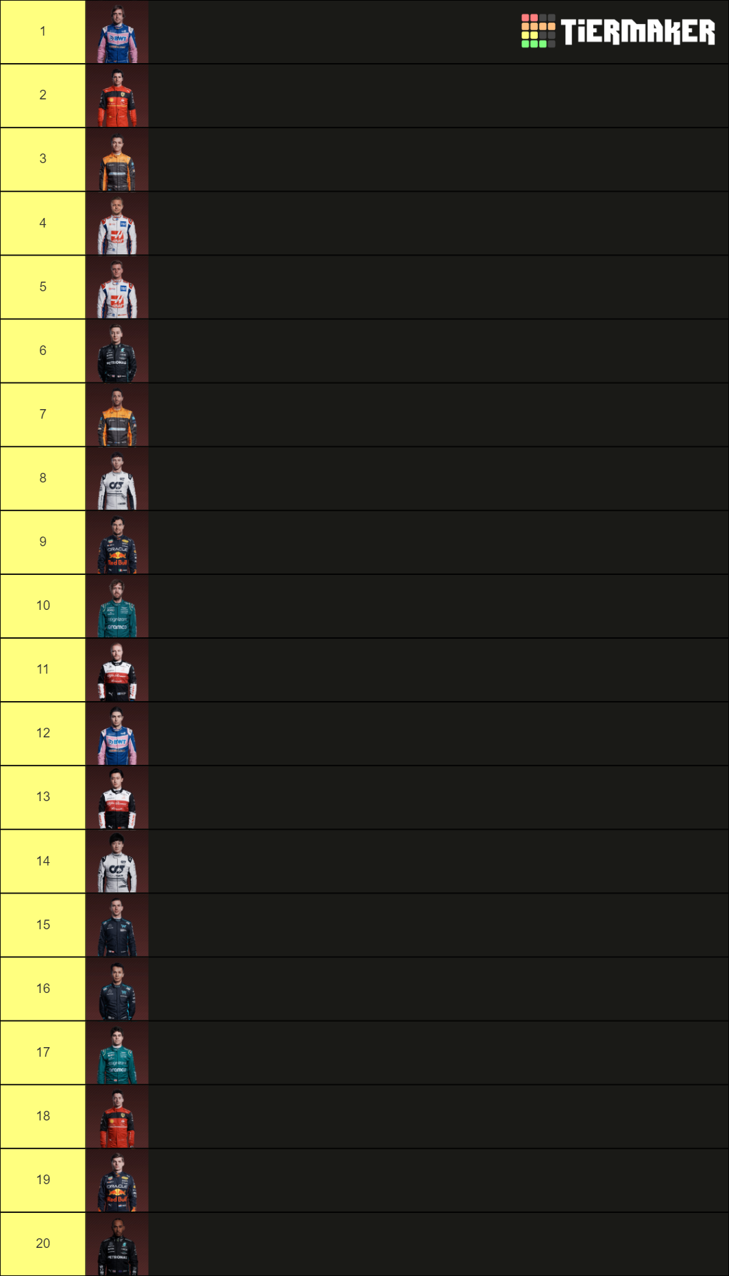 F1 2022 DRIVERS Tier List (Community Rankings) - TierMaker