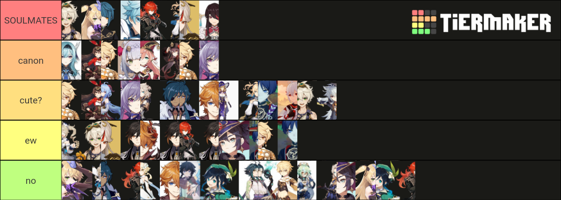 Genshin Impact - Couples Tier List (Community Rankings) - TierMaker