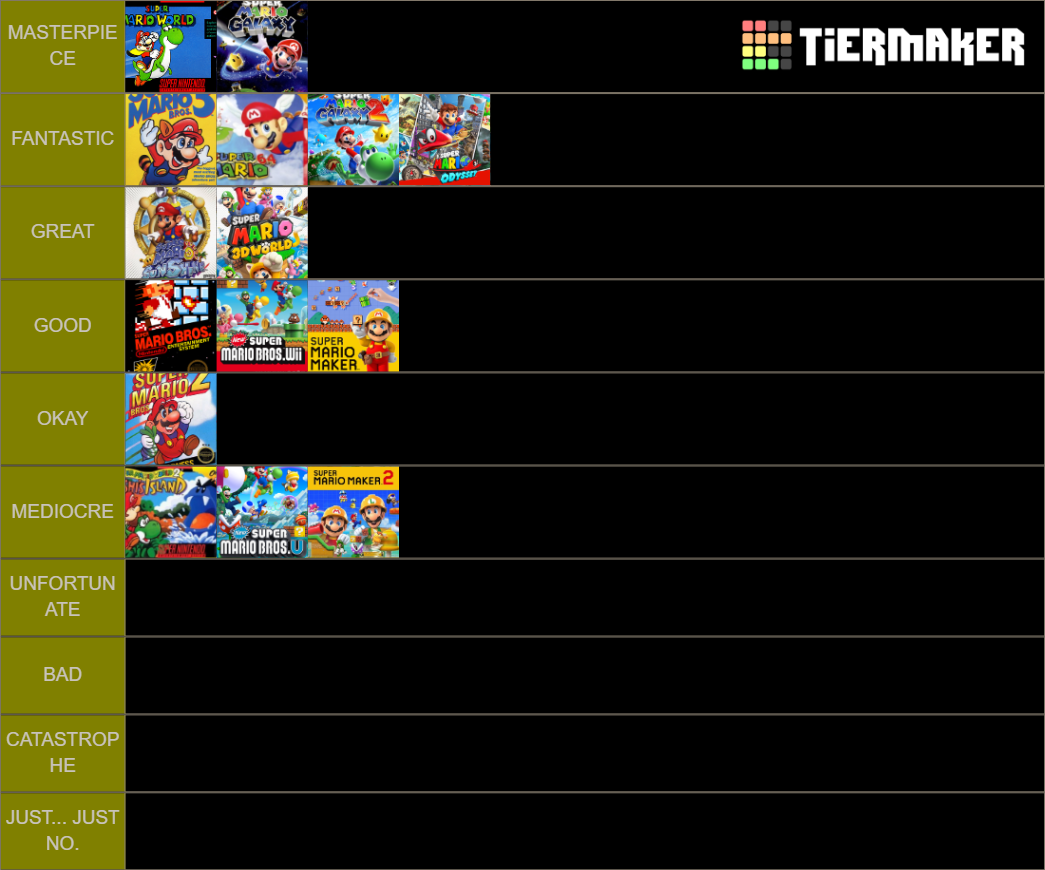 Super Mario Games Tier List (Community Rankings) - TierMaker