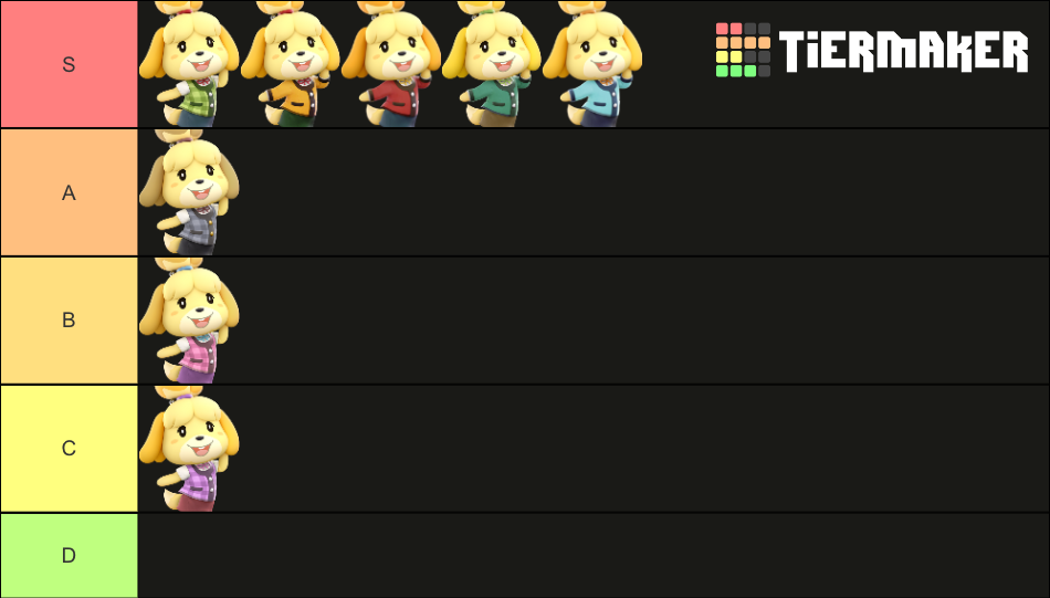 Isabelle alt skins Tier List (Community Rankings) - TierMaker