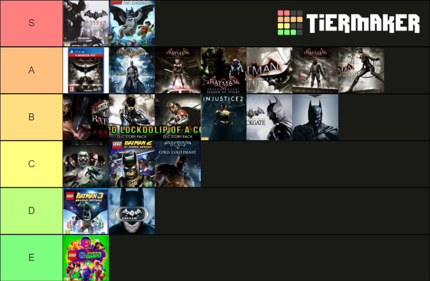Batman Arkham videogames Rank Tier List (Community Rankings) - TierMaker