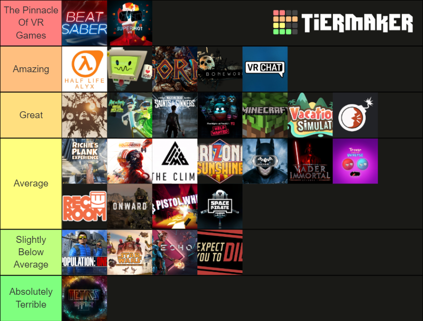 VR Games Tier List (Community Rankings) - TierMaker
