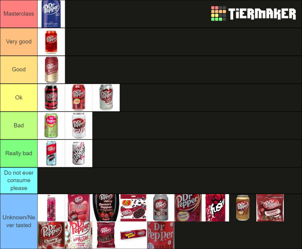 Dr. Pepper products Tier List (Community Rankings) - TierMaker