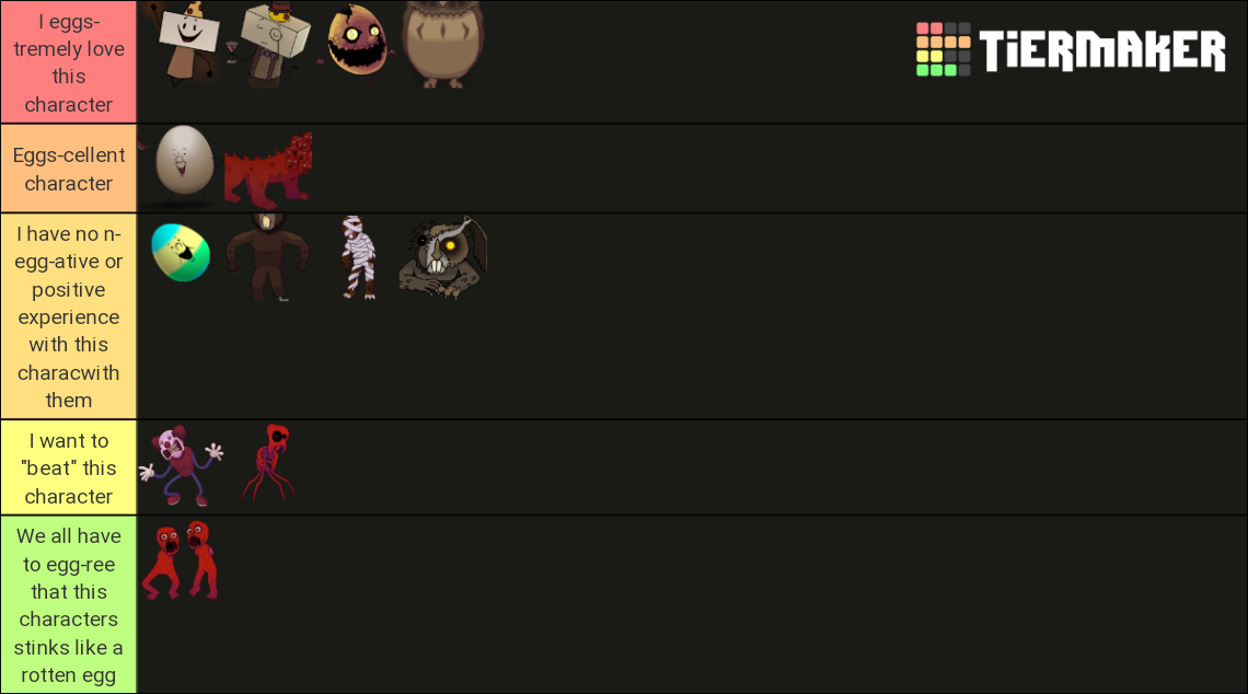 One Night at Flumpty's (1,2,3 OWaF) characters Tier List (Community ...