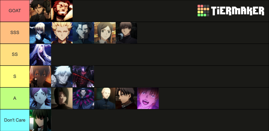 fate zero characters Tier List (Community Rankings) - TierMaker