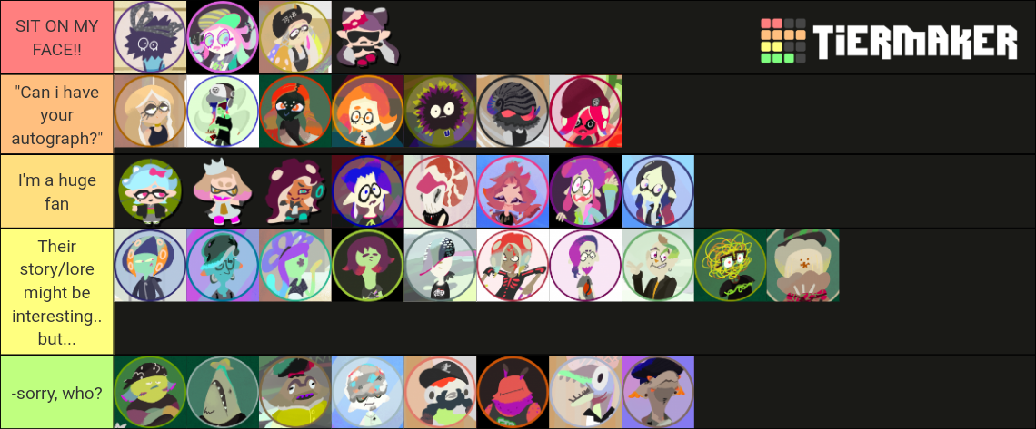 Splatoon band memebers Tier List (Community Rankings) - TierMaker