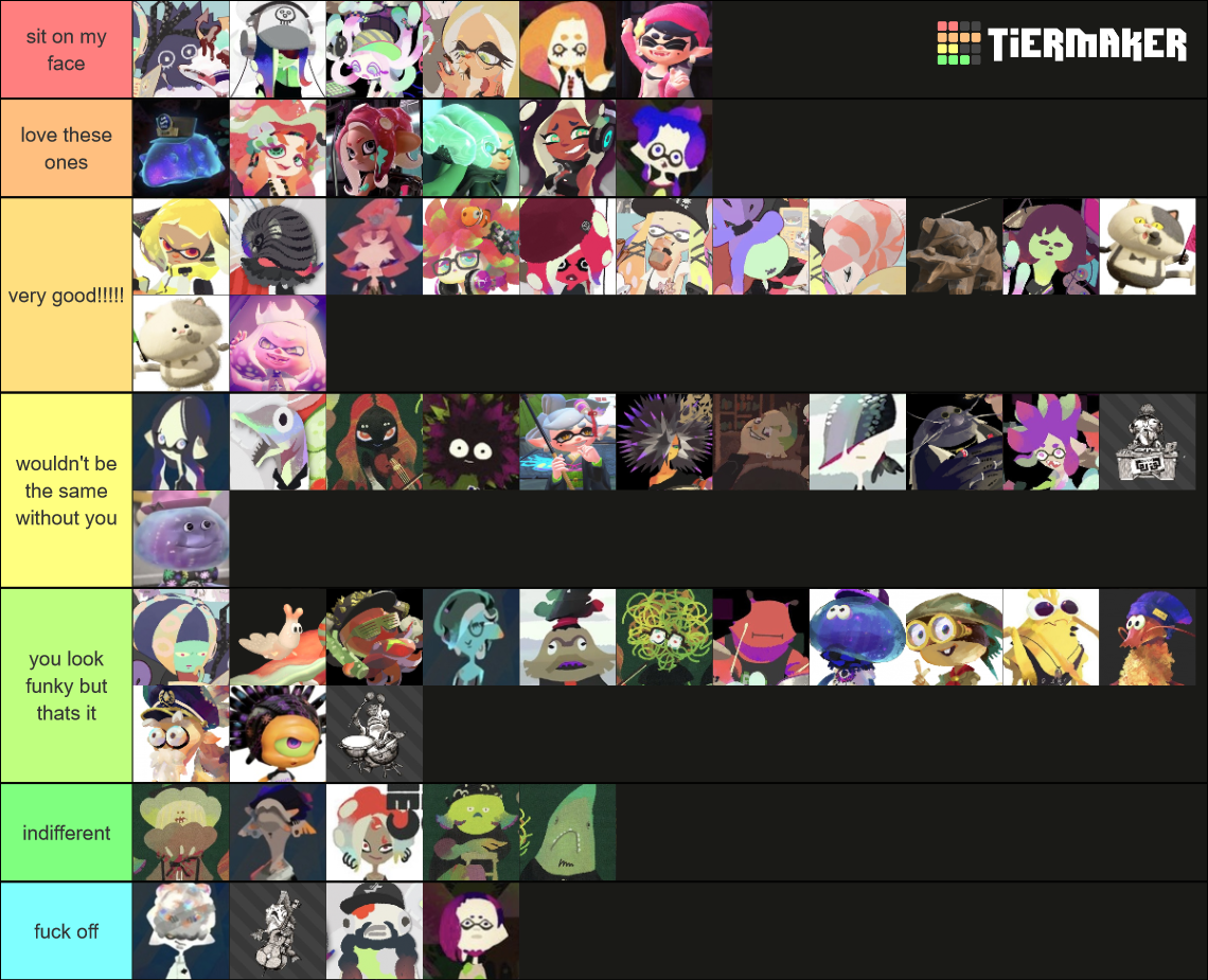 Splatoon characters Tier List (Community Rankings) - TierMaker