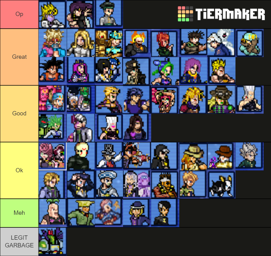 JJBA mugen jus Tier List (Community Rankings) - TierMaker