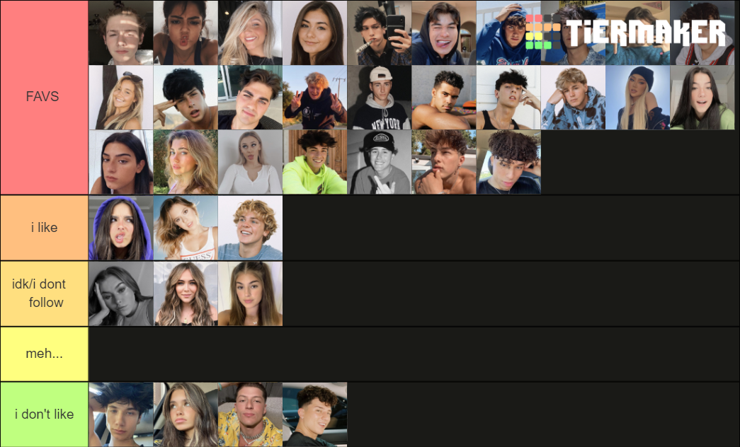 tiktoker famous Tier List (Community Rankings) - TierMaker