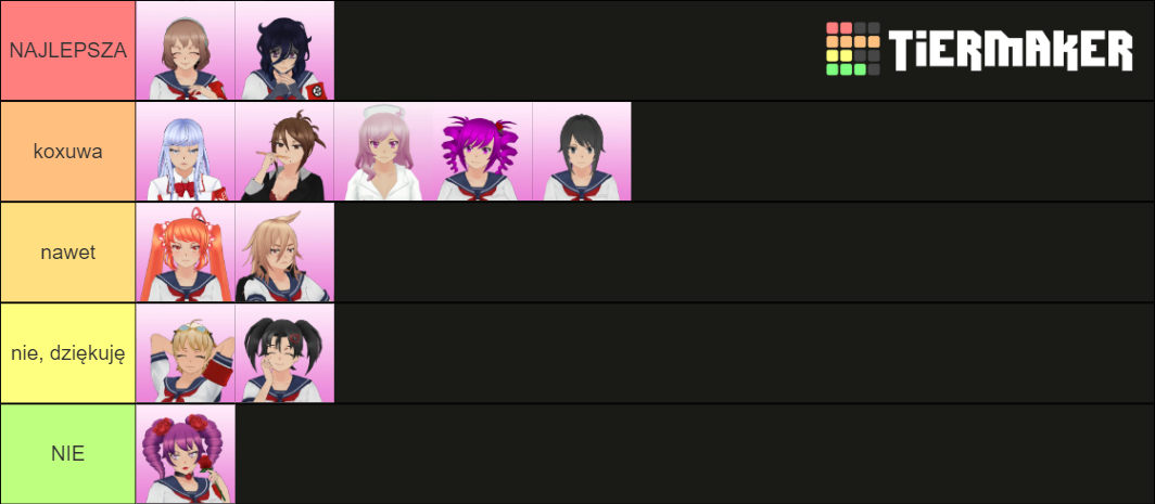 Rywalki YanSim 🥰 Tier List (Community Rankings) - TierMaker