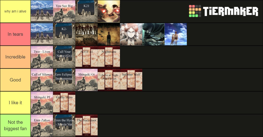 Attack on Titan Soundtrack Tier List (Community Rankings) - TierMaker