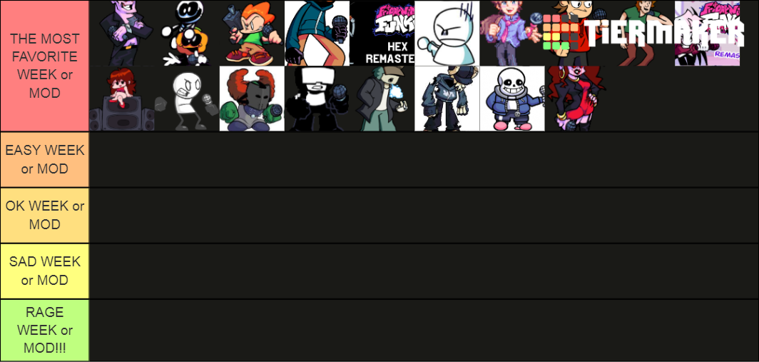 RATE FNF WEEK or MOD Tier List (Community Rankings) - TierMaker