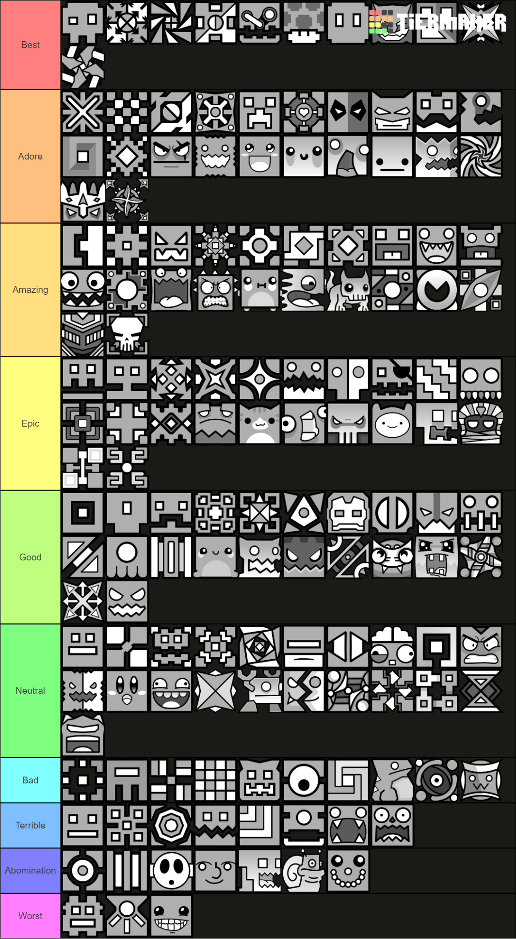 Geometry Dash Icons (Cubes) Tier List (Community Rankings) - TierMaker