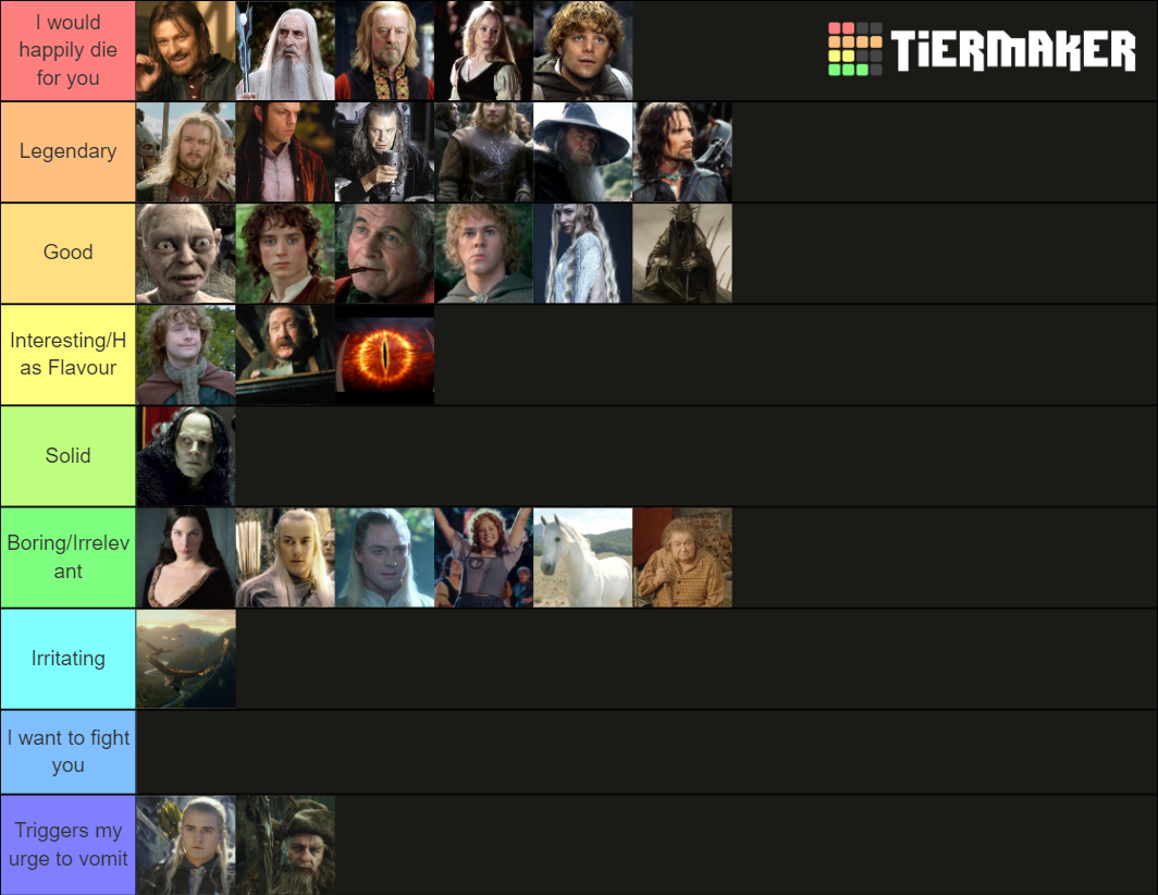 Lord of the rings Tier List (Community Rankings) - TierMaker