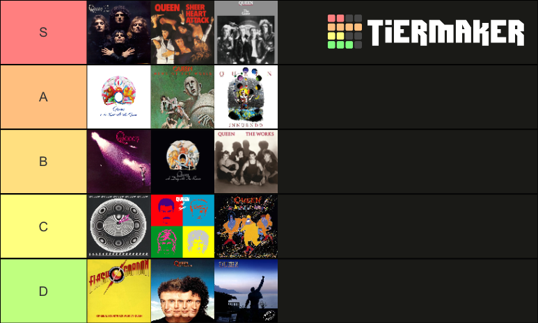 Queen Album Tiers Tier List (Community Rankings) - TierMaker