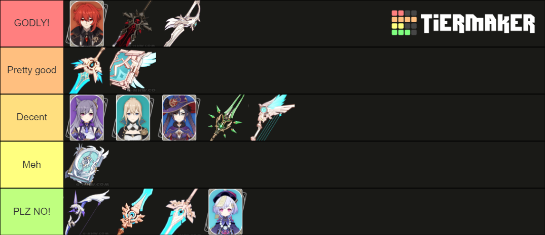 Genshin Impact Standard Banner Tier List (Community Rankings) - TierMaker