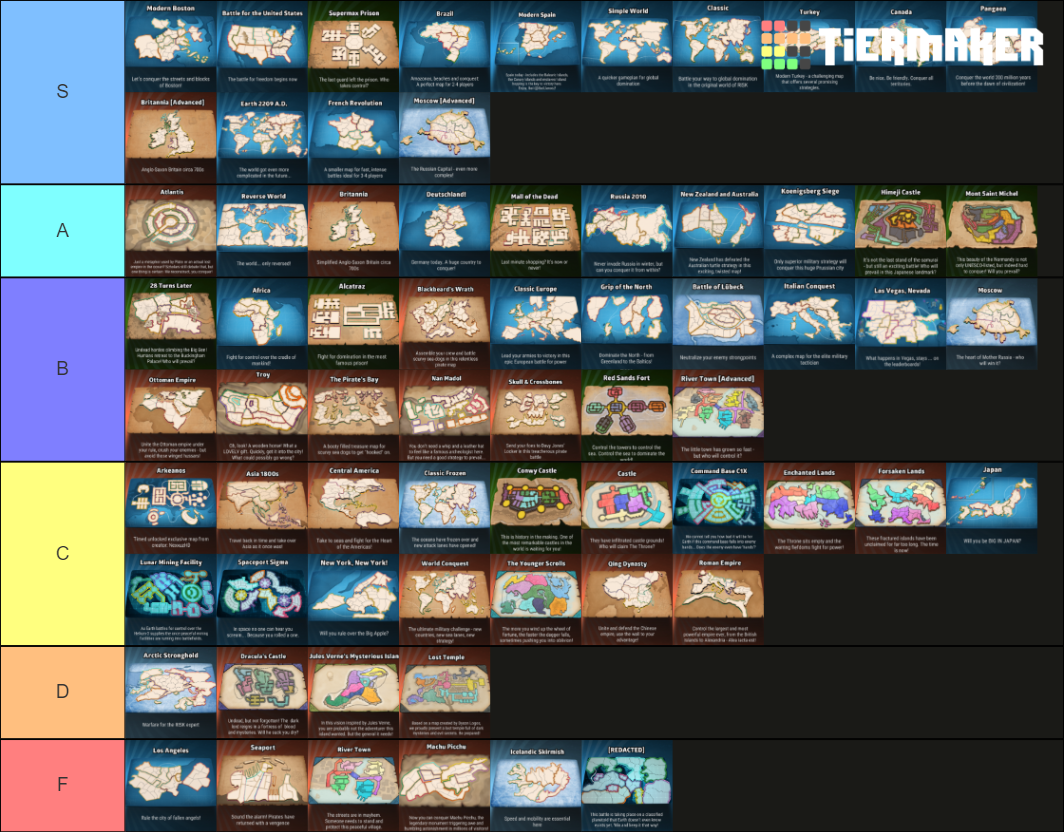 Risk Maps Tier List (Community Rankings) - TierMaker
