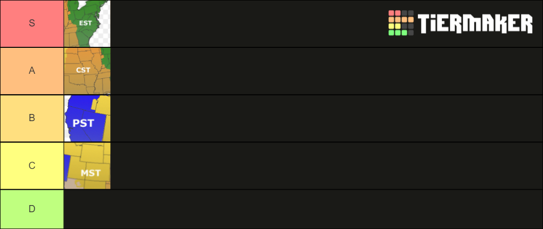 Usa time zones Tier List (Community Rankings) - TierMaker