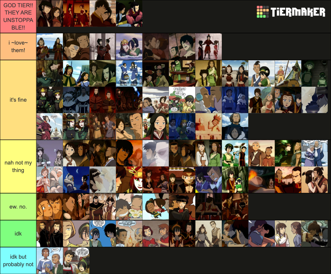 Avatar: The Last Airbender Ship (with rarepairs) Tier List (Community ...